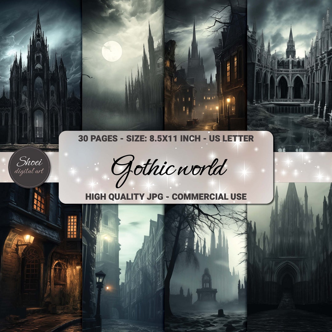 Gothic World Digital Paper, 30 Pages 8.5x11 Size for Junk Journal ...