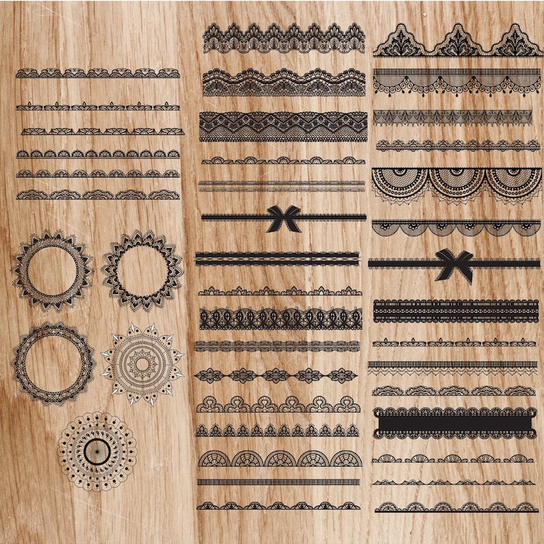 42 Black Lace SVG and PNG, Black Lace Borders and Circles for ...