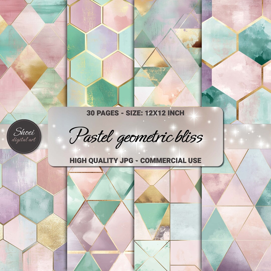 Elegant Pastel Geometric Digital Papers - 30 Pages for Craft ...