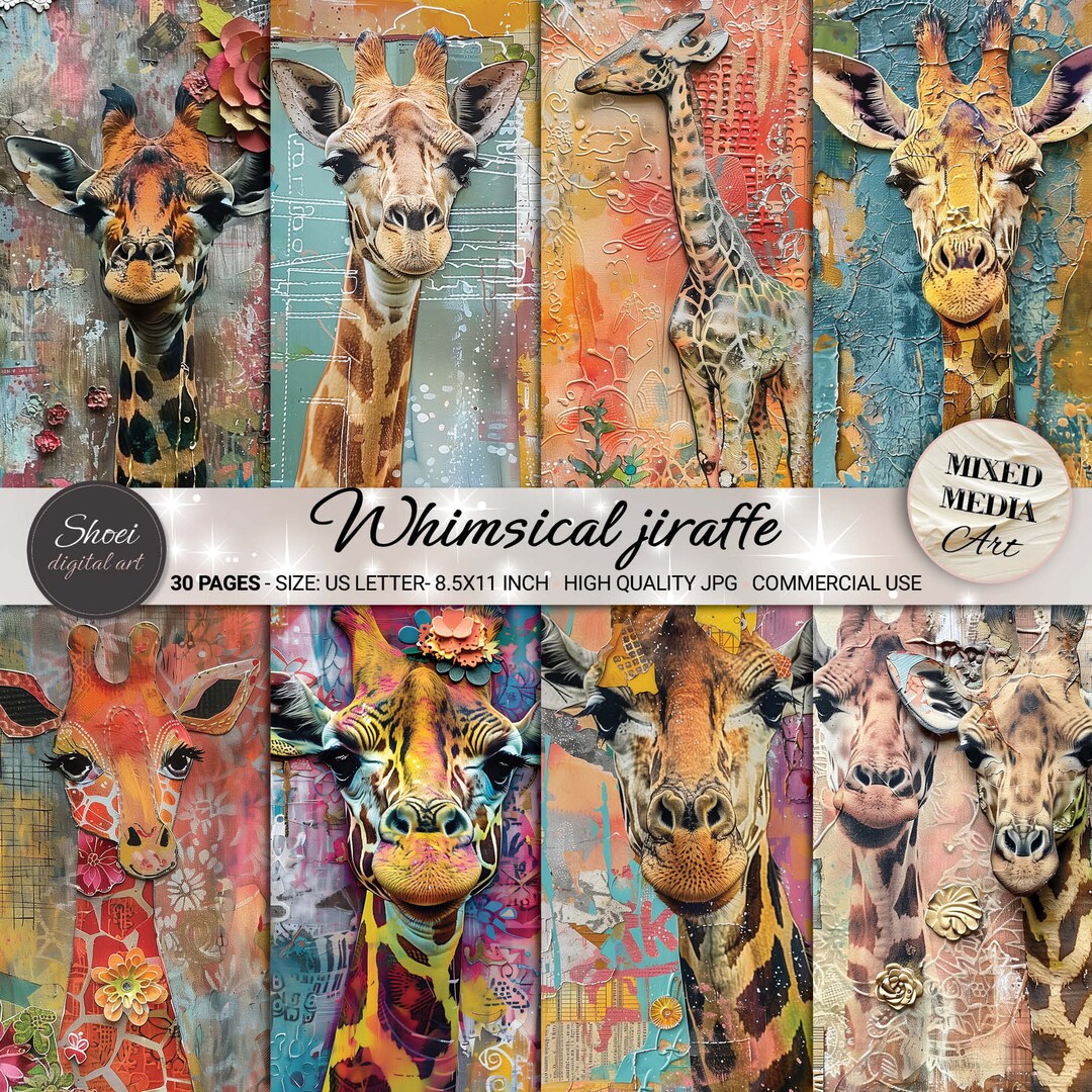 Whimsical Giraffe Digital Papers: Safari Animal Designs (8.5x11 JPG) - Etsy