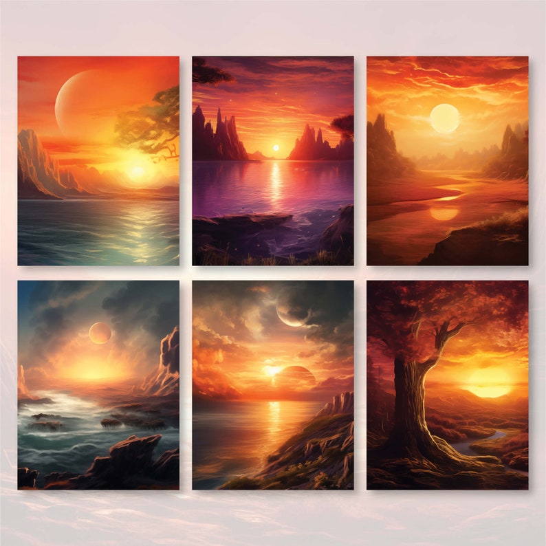 Printable Amazing Sunset Digital Paper, 30 Pages 8.5x11 Size for Junk ...