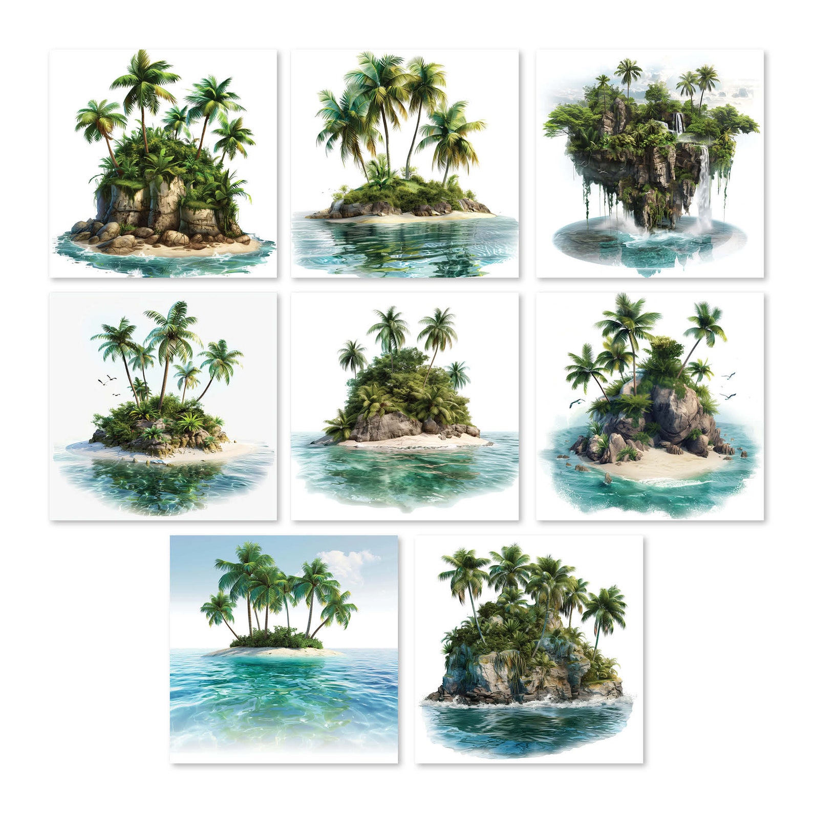 32 Tropical Island Clipart JPG Collection Digital Paper, Scrapbook ...