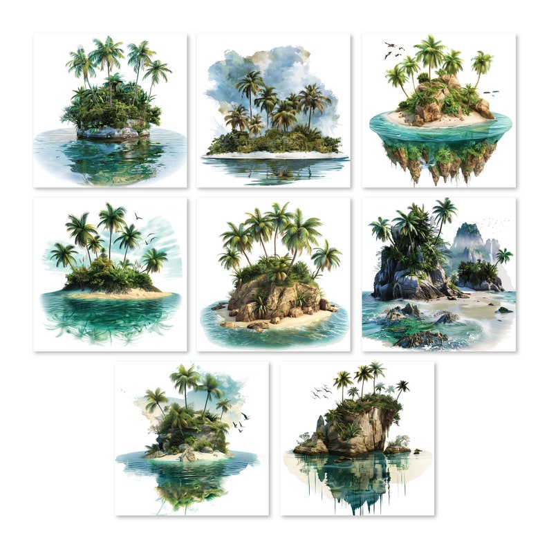 32 Tropical Island Clipart JPG Collection Digital Paper, Scrapbook ...