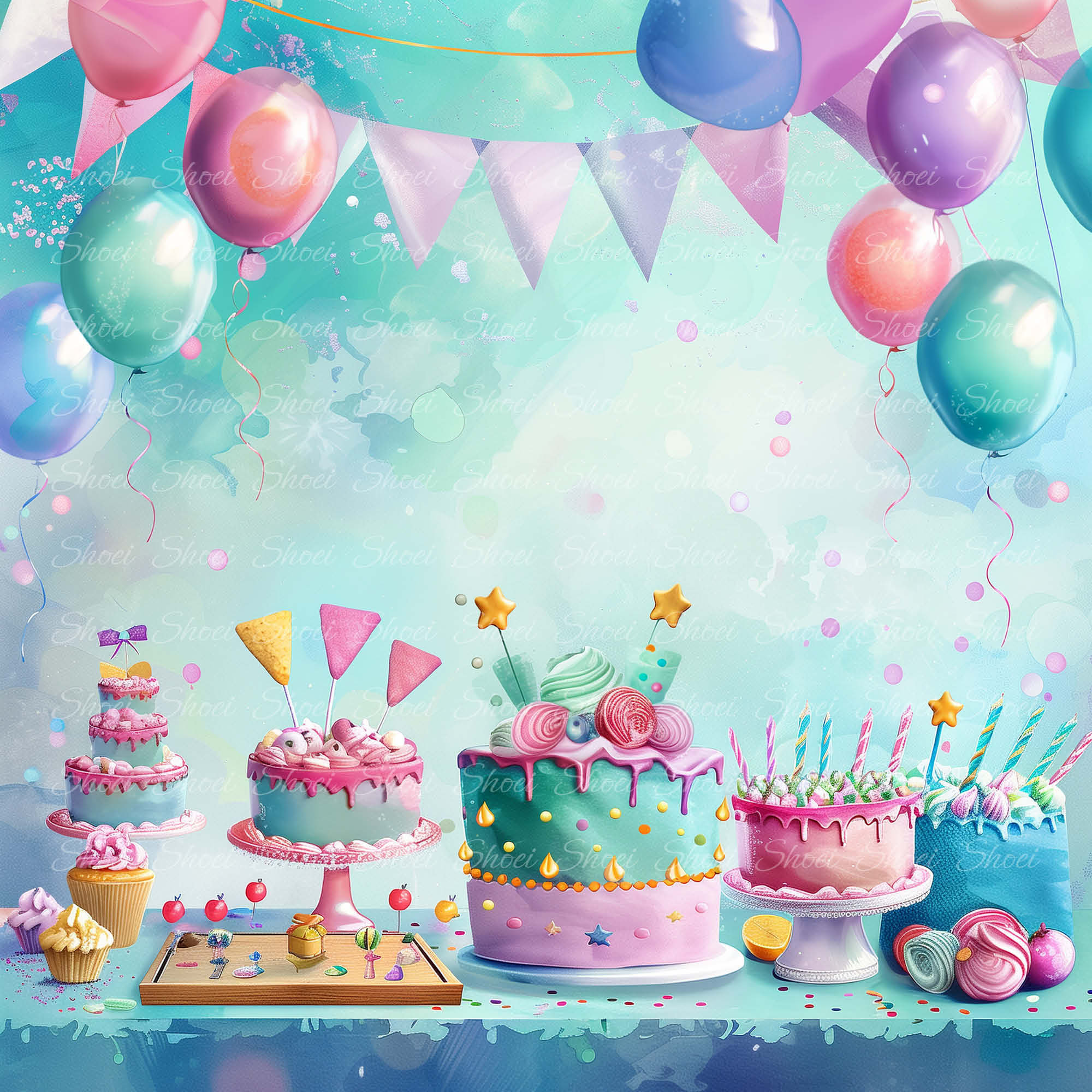 Birthday Party Digital Paper Set: 12x12 Scrapbook Backgrounds (digital ...