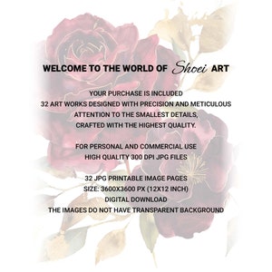 32 Dark Red Rose Watercolor Pink Clipart Bundle - Perfect for Art and ...