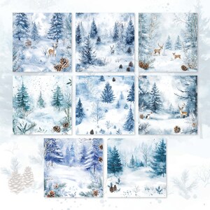 Watercolor Winter Forest Digital Paper: 30 Page Christmas Collection ...