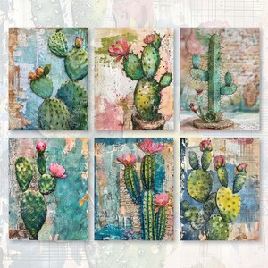 Whimsical Cactus Digital Papers: Mixed Media Designs (8.5x11 JPG) - Etsy