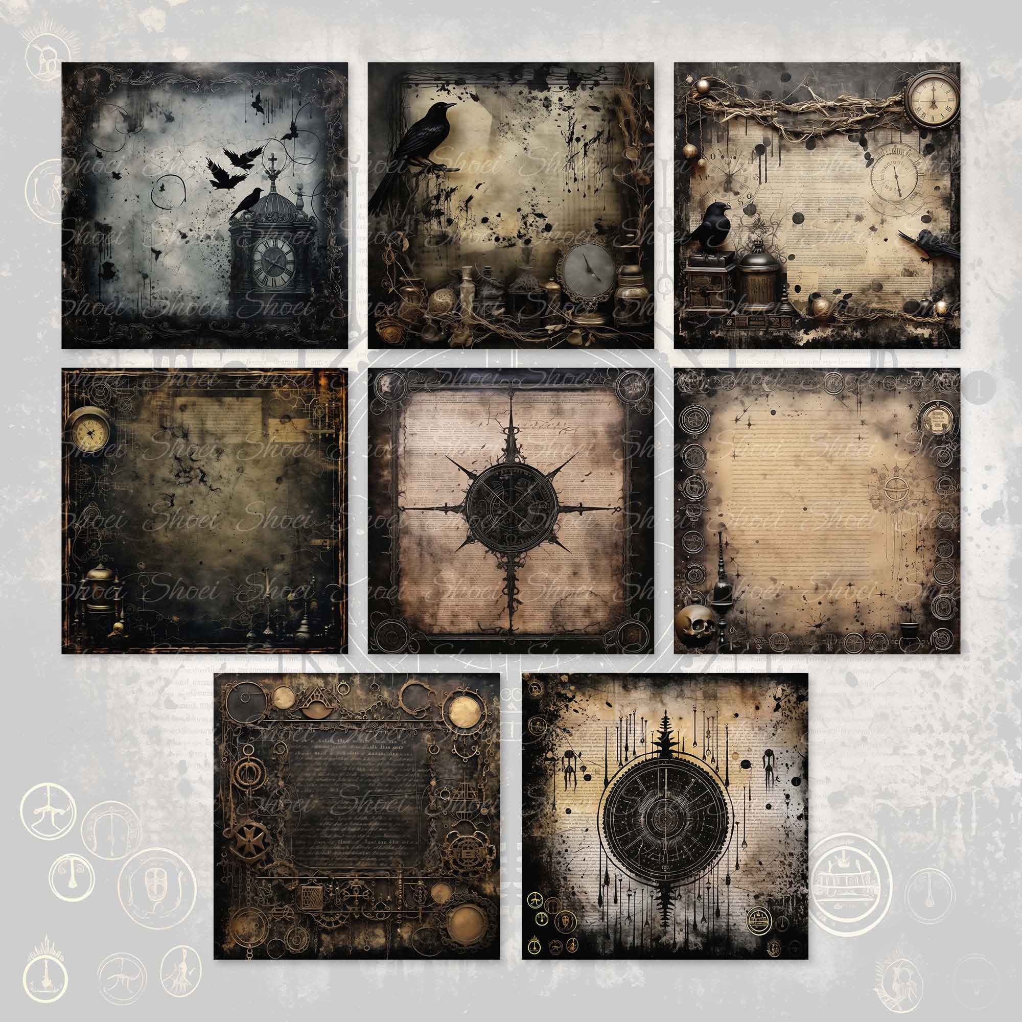 12x12 Gothic Theme Digital Paper Pack for Scrapbooking and Mixed Media ...