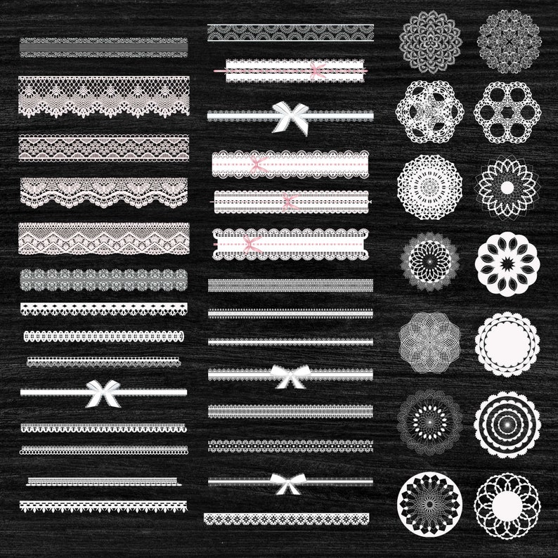 42 White Lace SVG and PNG, White Lace Borders and Circles for ...