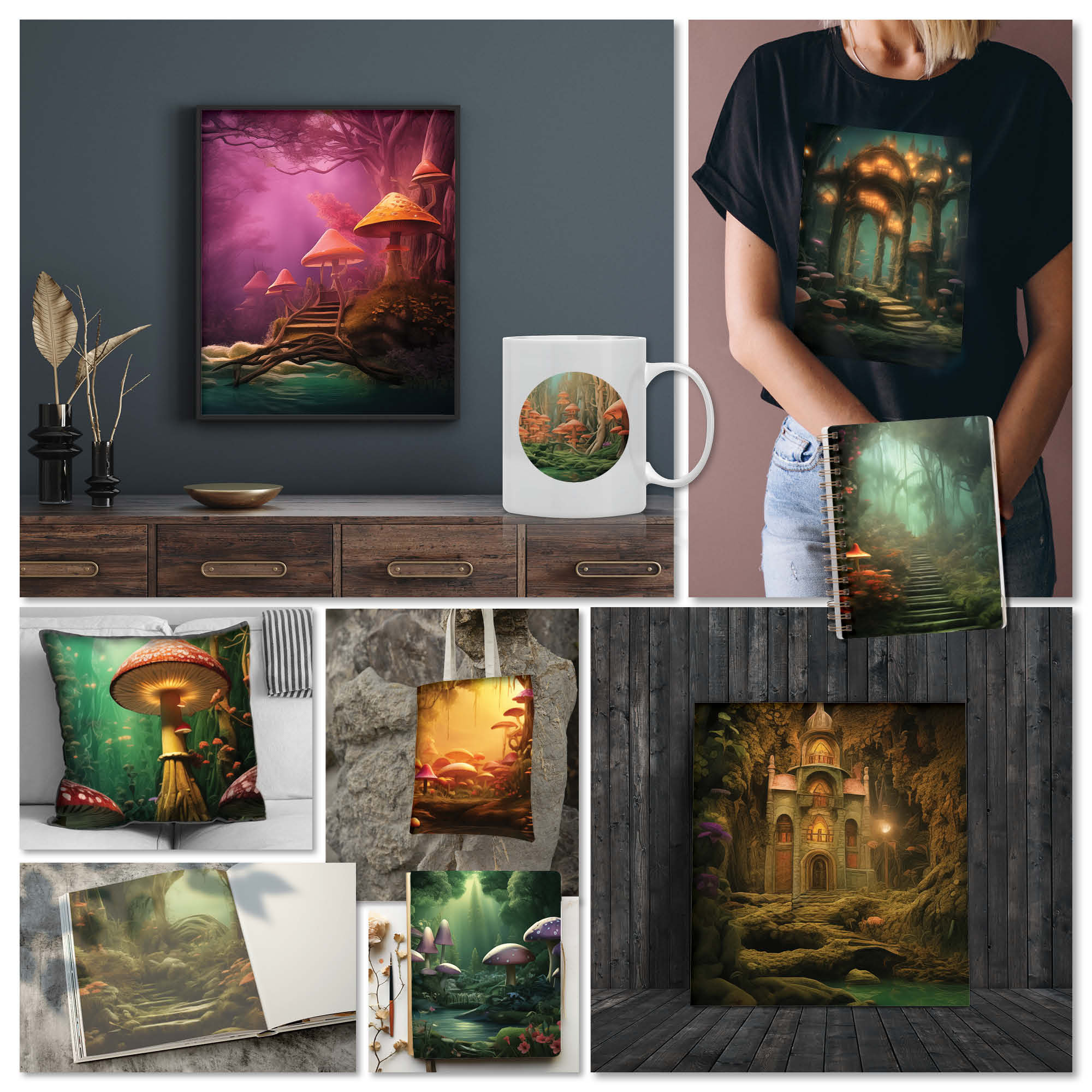 Printable Fantasy Forest Digital Paper, 30 Pages 8.5x11 Size for Junk ...