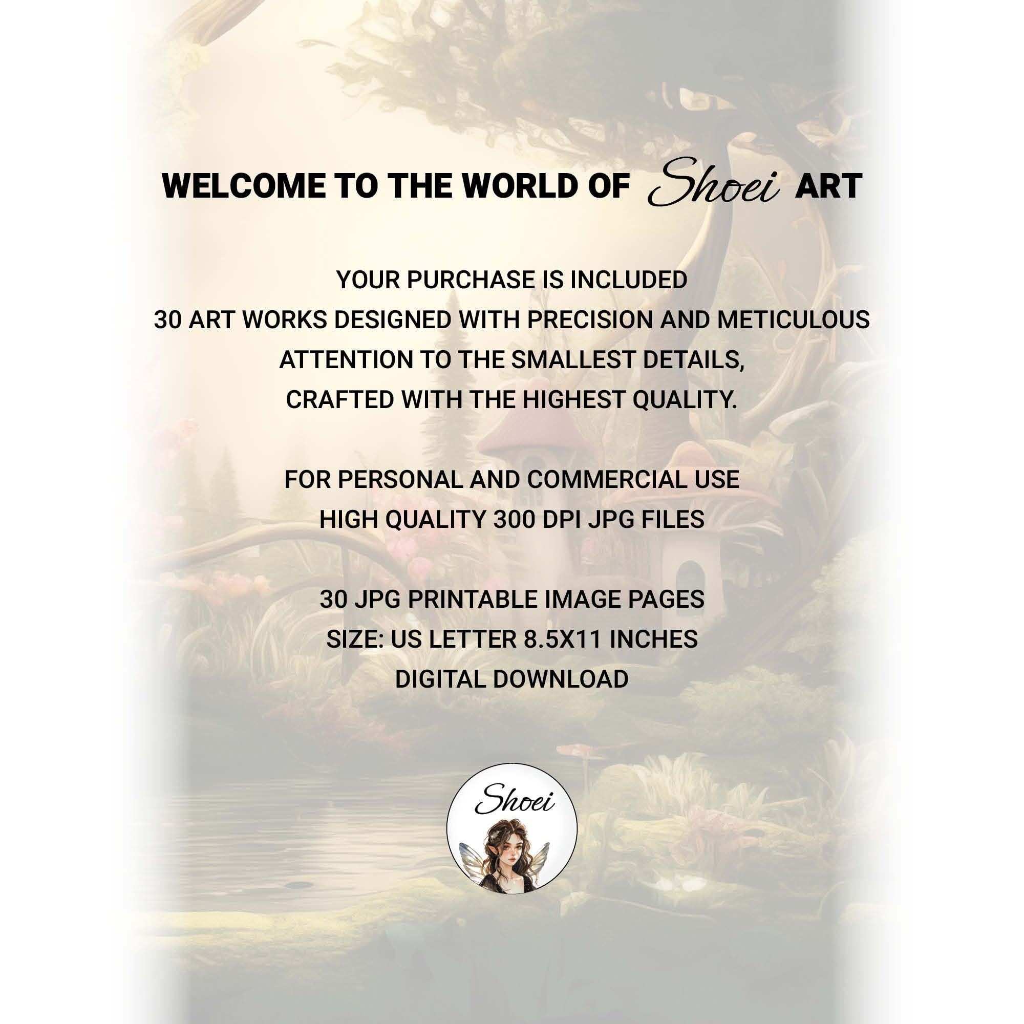 Printable Fantasy Forest Digital Paper, 30 Pages 8.5x11 Size for Junk ...