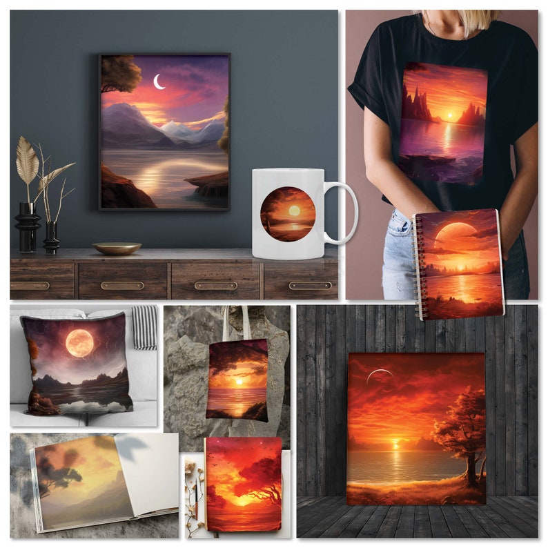 Printable Amazing Sunset Digital Paper, 30 Pages 8.5x11 Size for Junk ...