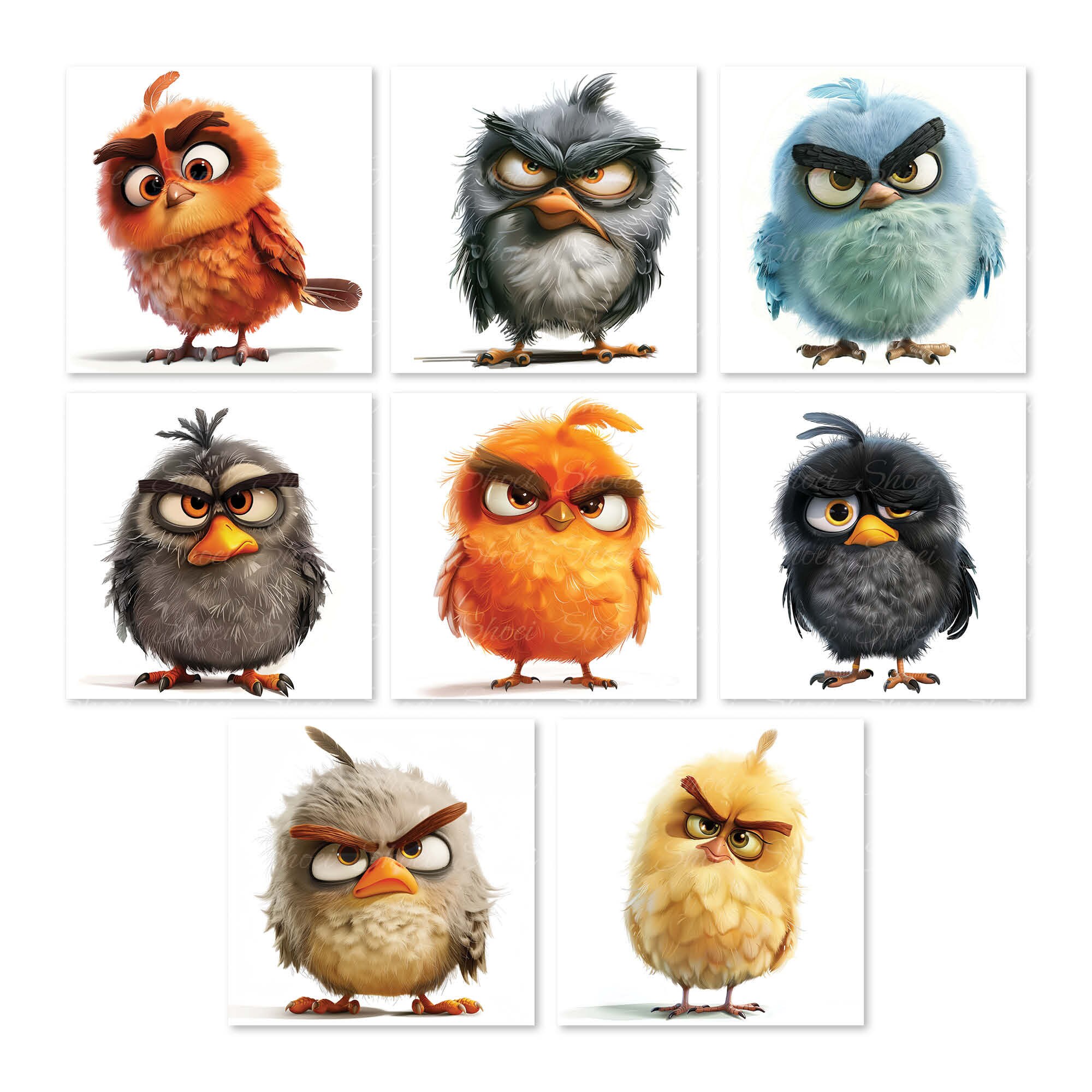 32 Grumpy Bird Watercolor CLIPART JPG for Art and Craft, Digital Paper ...