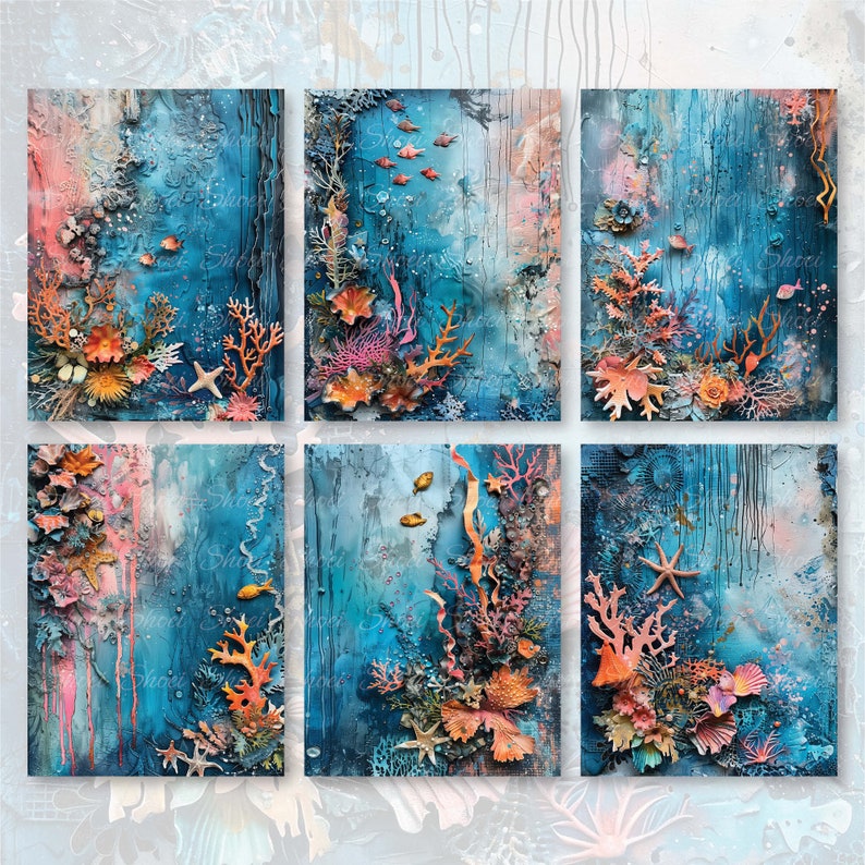 Coral Reef Digital Paper: 30 Mixed Media Ocean Designs (8.5x11 JPG) - Etsy