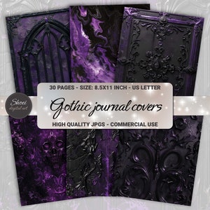 Gothic Black Purple Junk Journal Covers - 30 Pages 8.5X11 ...