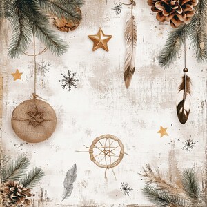 Boho Christmas Chic Digital Paper Collection 30 Pages 12x12 for Junk ...