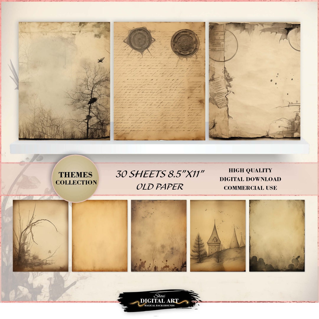 Old Paper Fantasy Digital Art for Junk Journal Paper, Card Making ...