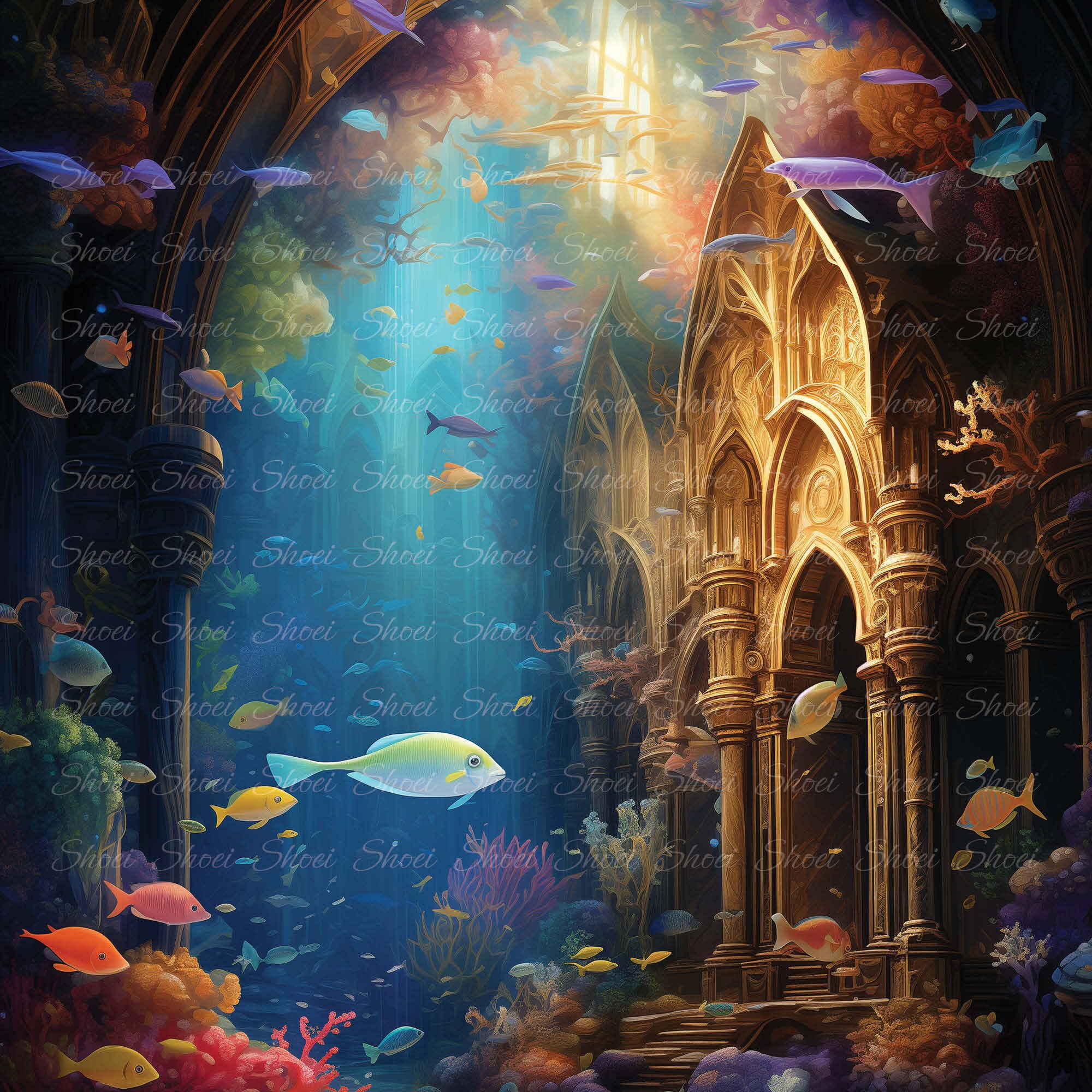Enchanted Underwater Digital Paper: Fantasy Seascape Jpgs (US Letter ...