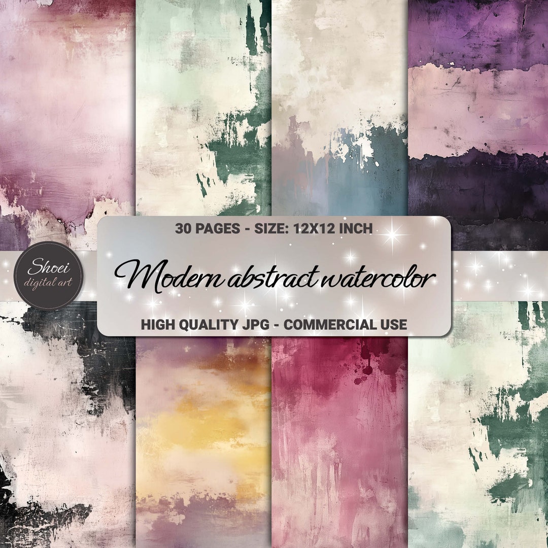 Abstract Watercolor Digital Paper: Modern Art Scrapbook (digital ...