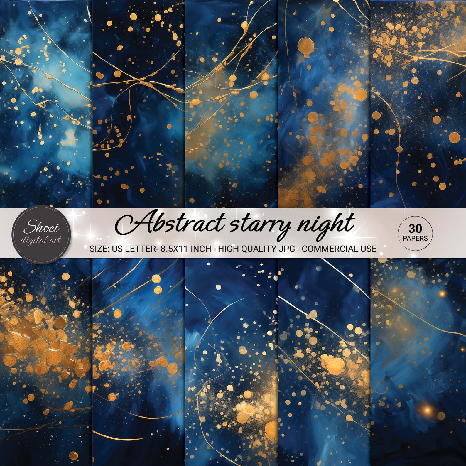 Starry Night Digital Paper: Abstract Cosmic Designs (8.5x11 JPG) - Etsy