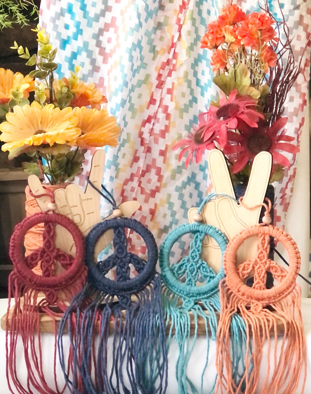 Custom Macrame Peace Sign Dreamcatcher, Boho Wall Decor - Etsy