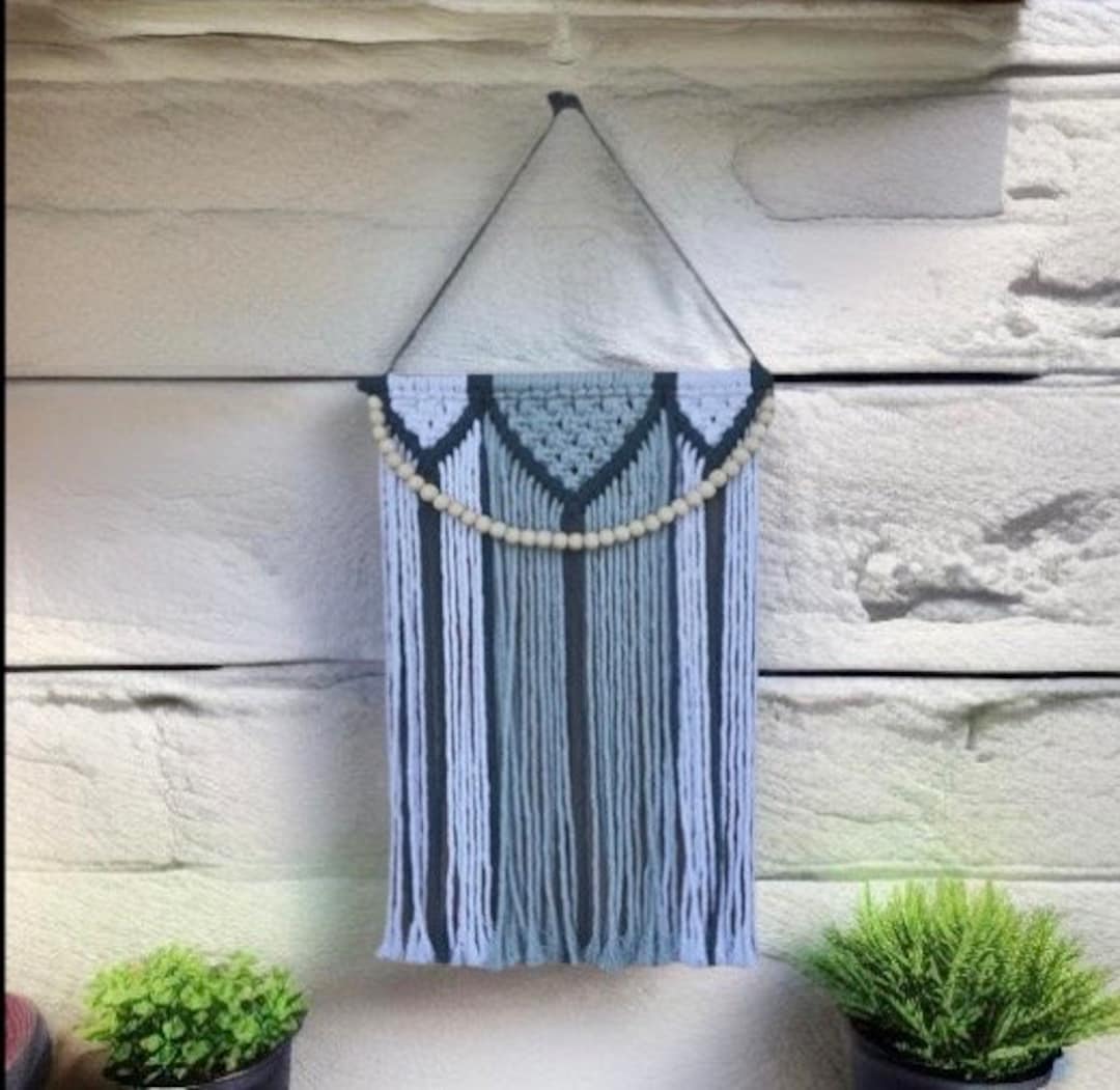 Customizable Beaded Macrame Wall Hanging: Boho Chic Nursery or Coastal ...