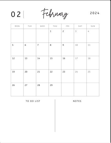 2024 Printable Calendar PDF, Digital - Etsy