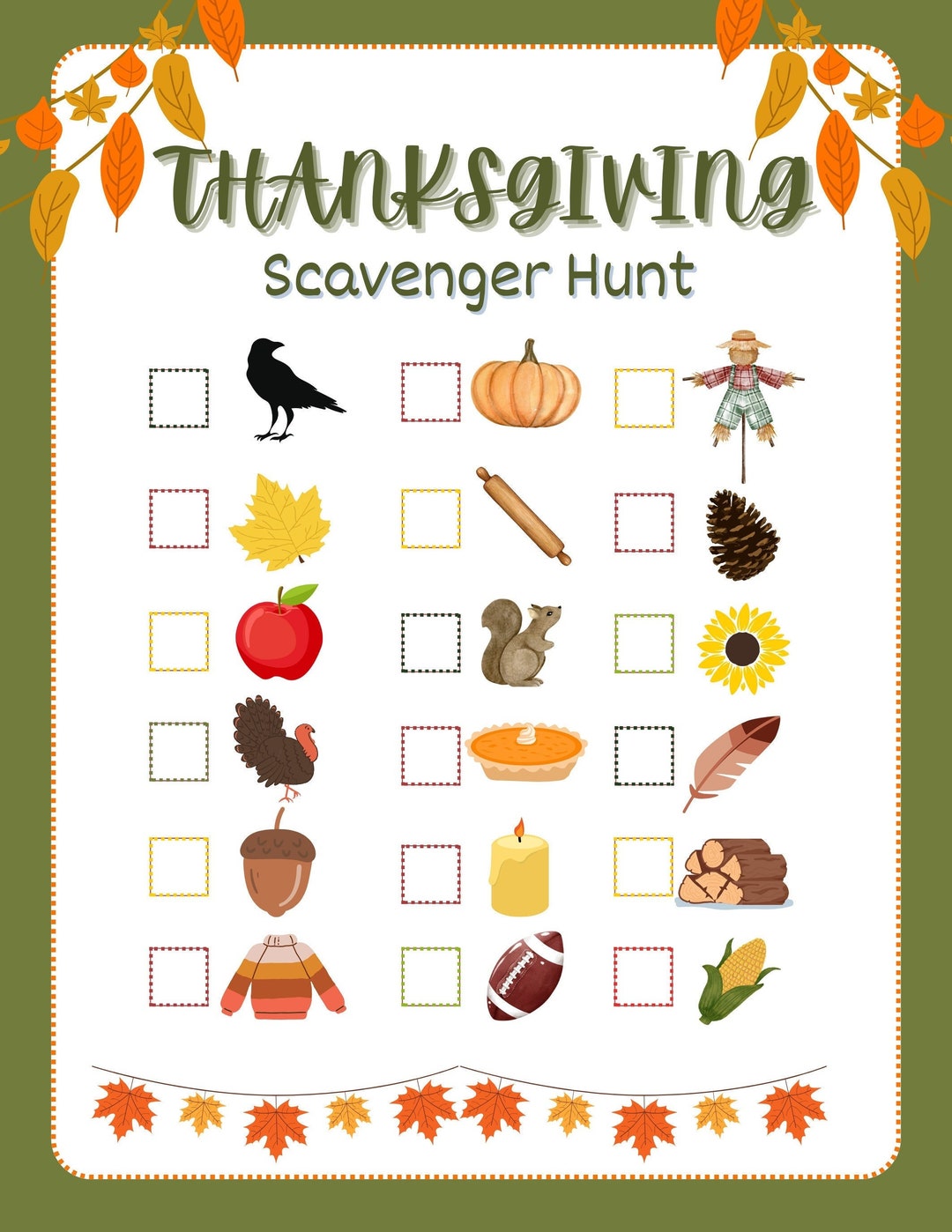 Thanksgiving Scavenger Hunt Printable - Etsy