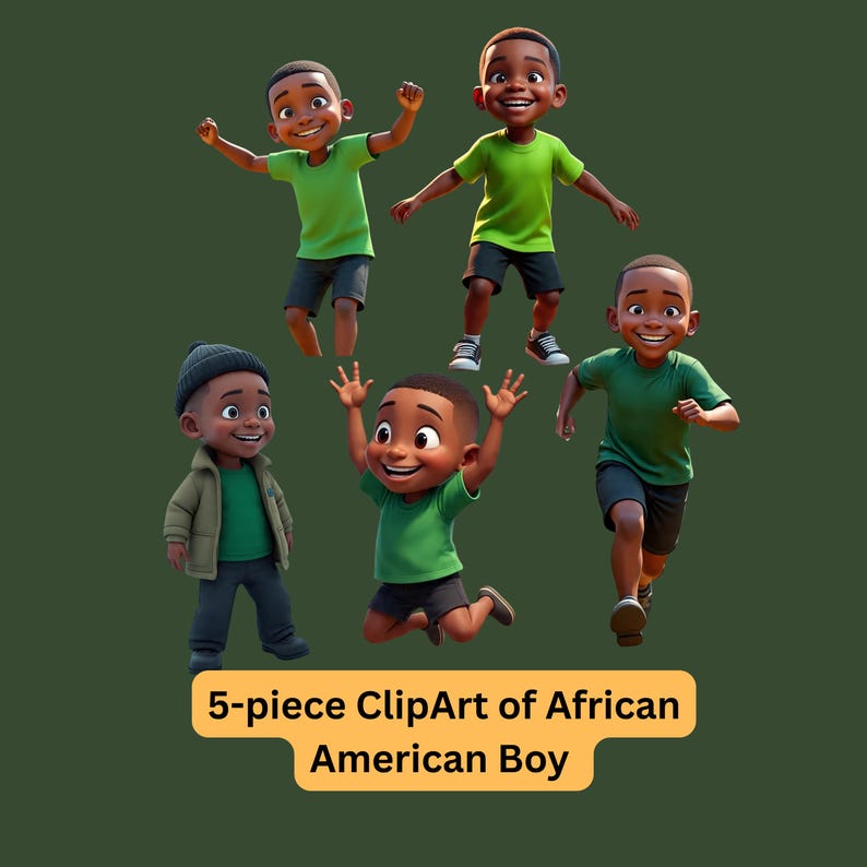 African American Boy Clipart - Etsy