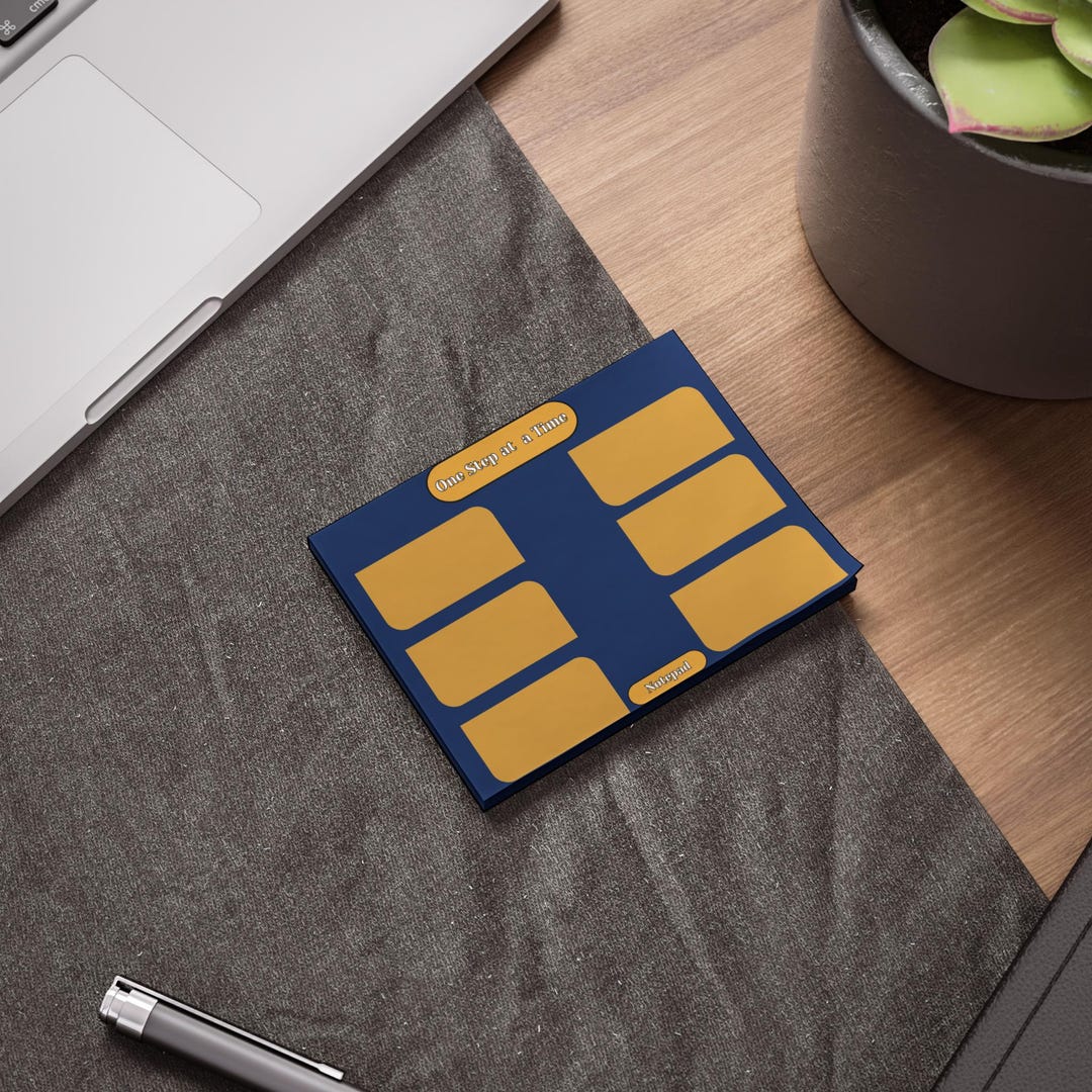 One Step at a Time Post-it Note Pad | Navy & Gold Checklist Sticky ...