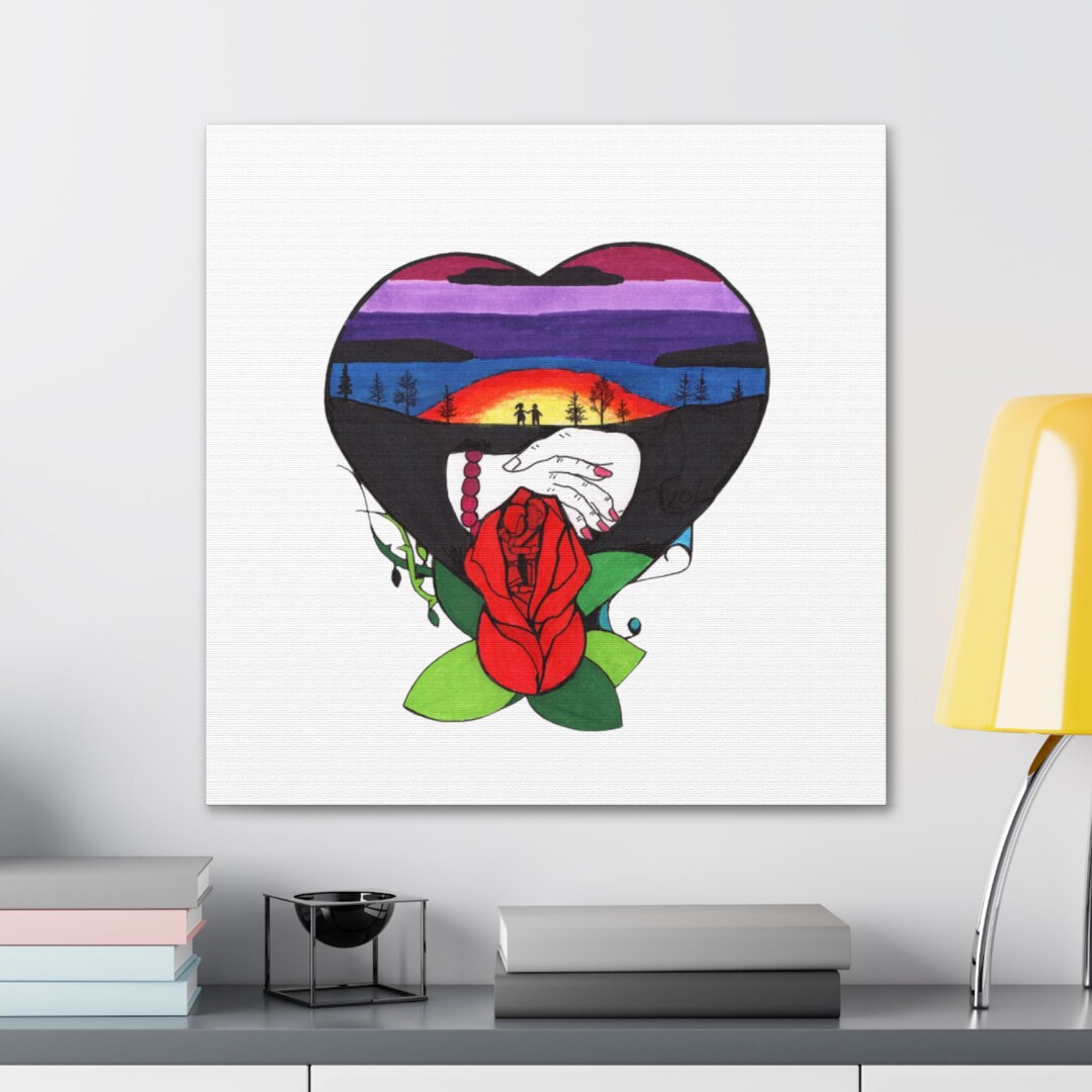 Canvas Wall Art hands in Heart. Hand Painted Custom Art Makes Nice ...