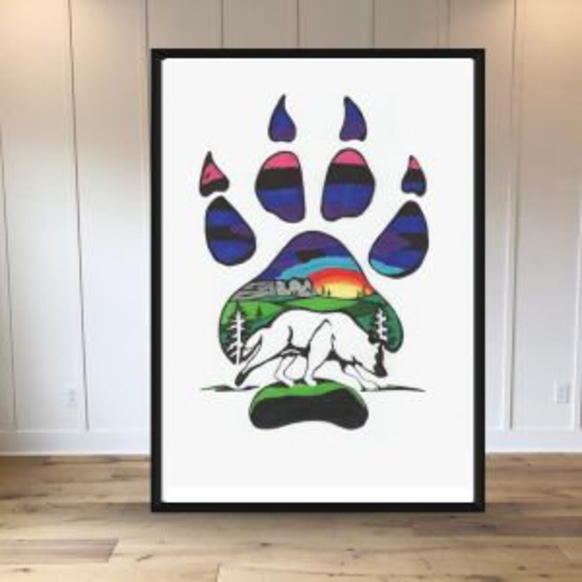 Custom Wall Art Posters of a Wolf. Hand Painted by a Native Artist for ...