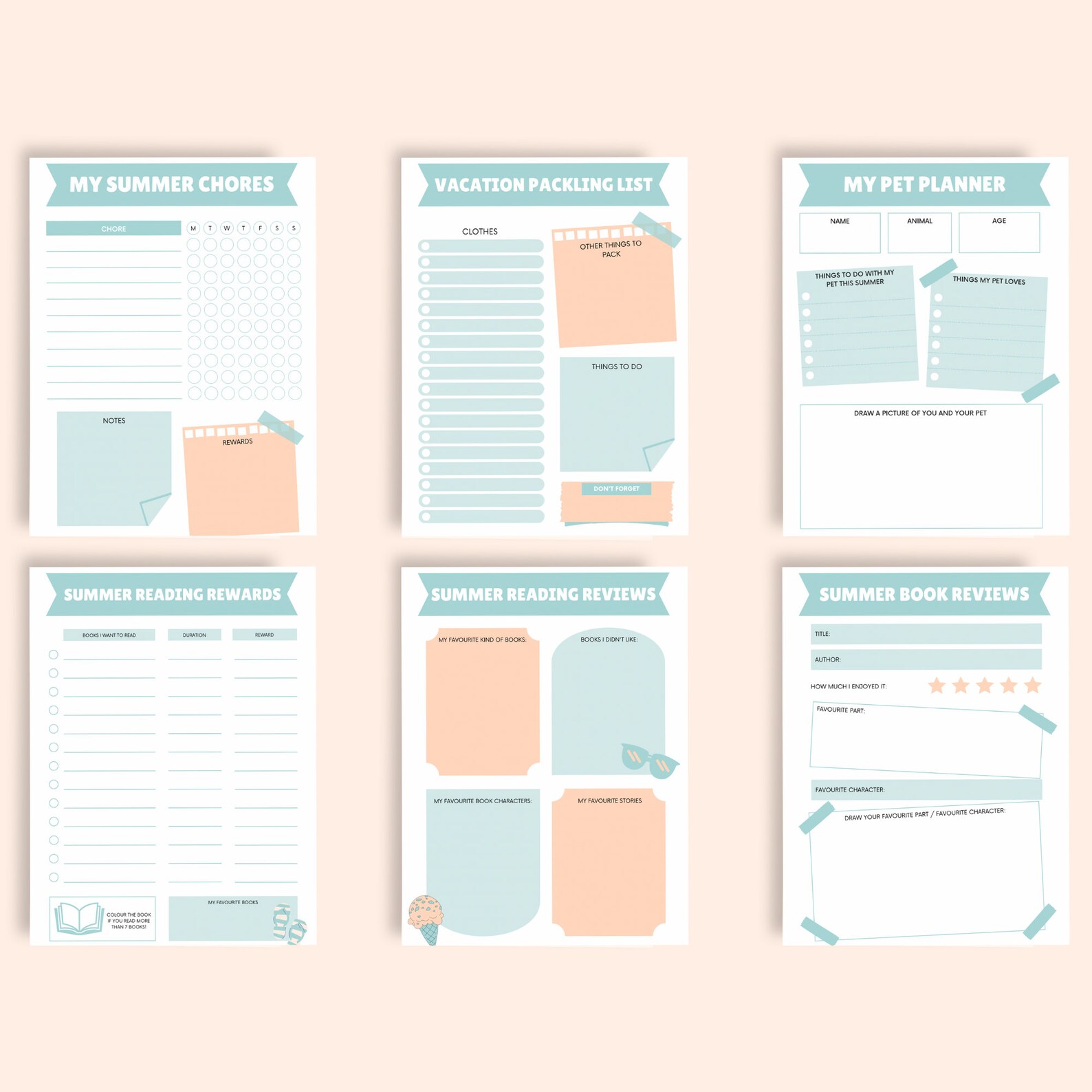 2024 Summer Planner - Kids Chore Chart & Activity Plan | Printable ...