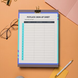 Potluck Sign-up Sheet - Digital Download - Etsy