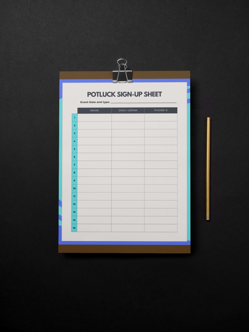 Potluck Sign-up Sheet - Digital Download - Etsy