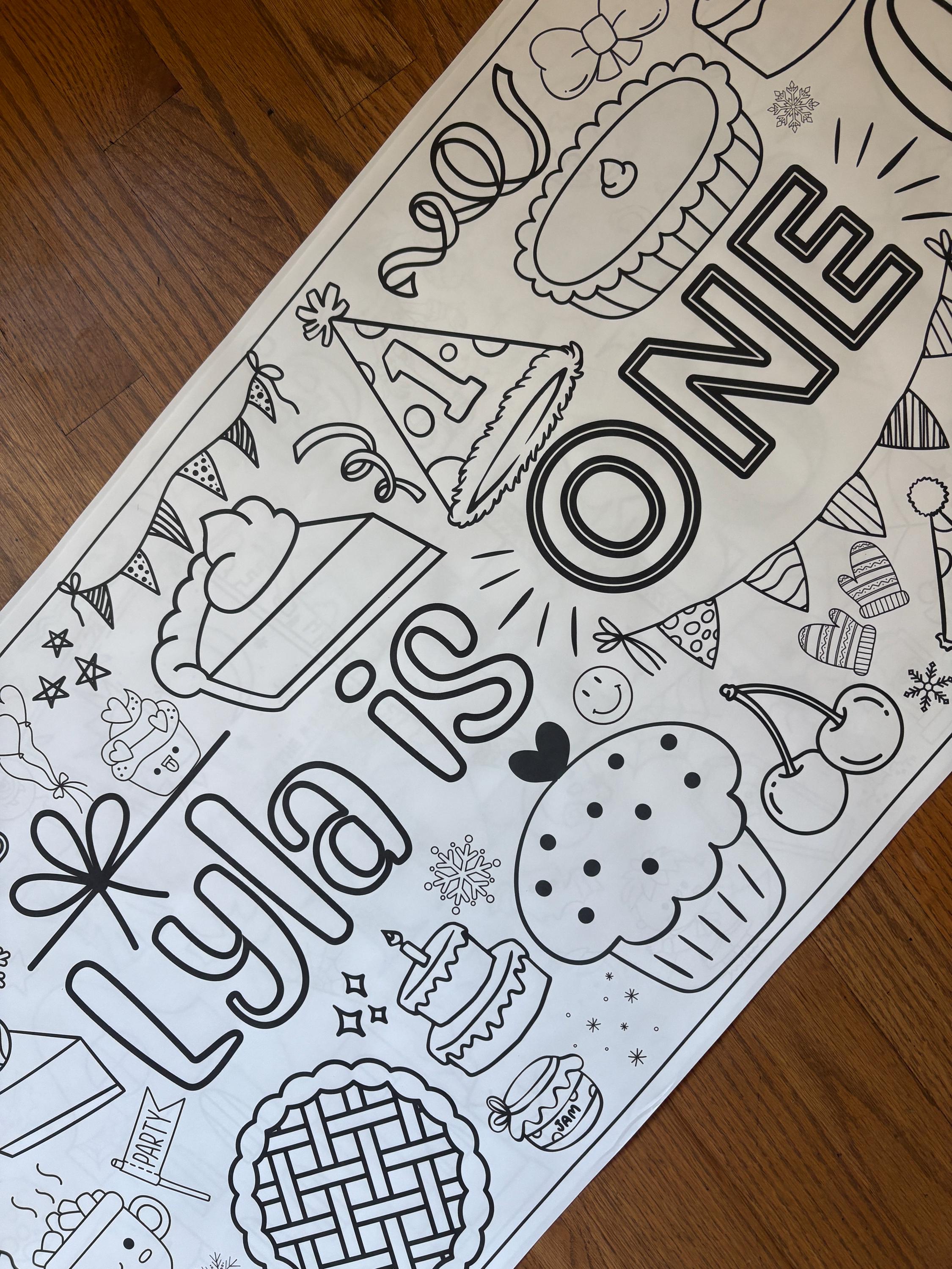 Custom "one Cutie Pie" Coloring Table Runner: Winter First Birthday ...