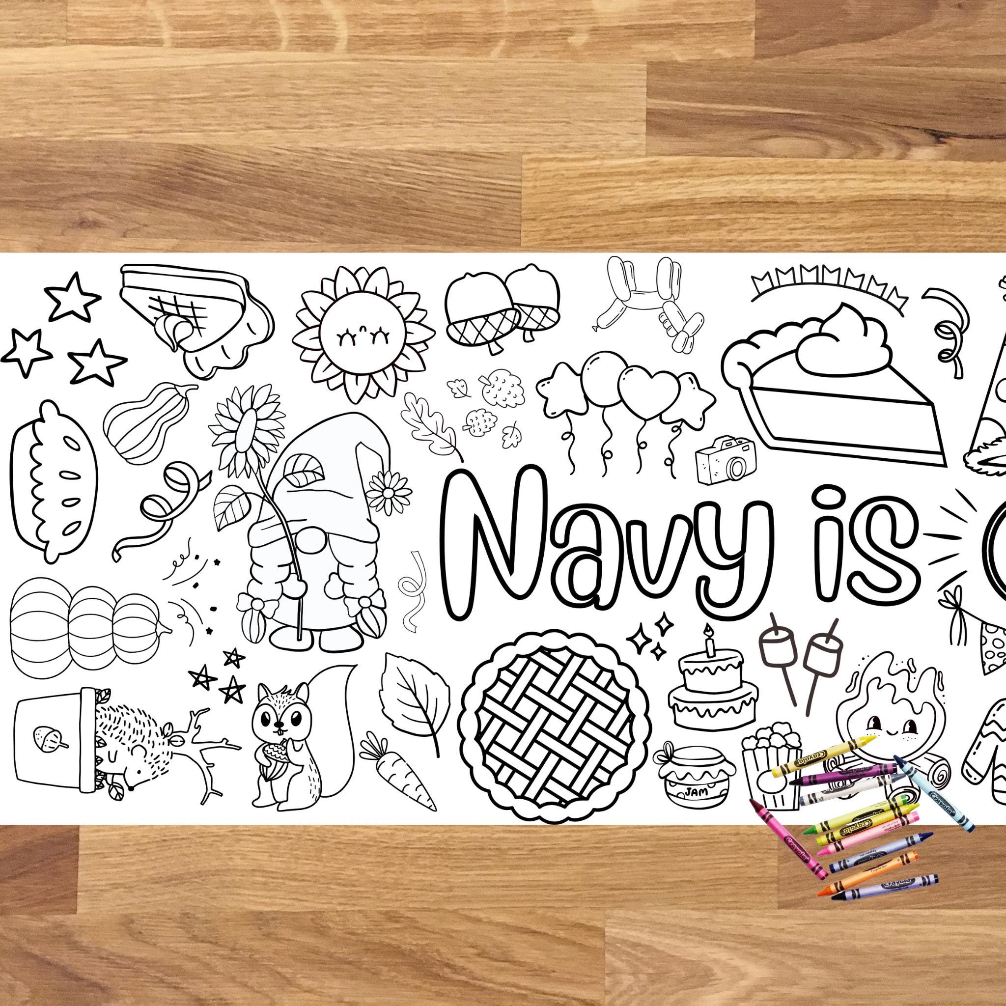 Custom Birthday Coloring Table Runner: First Birthday Pie Theme (18x72 ...