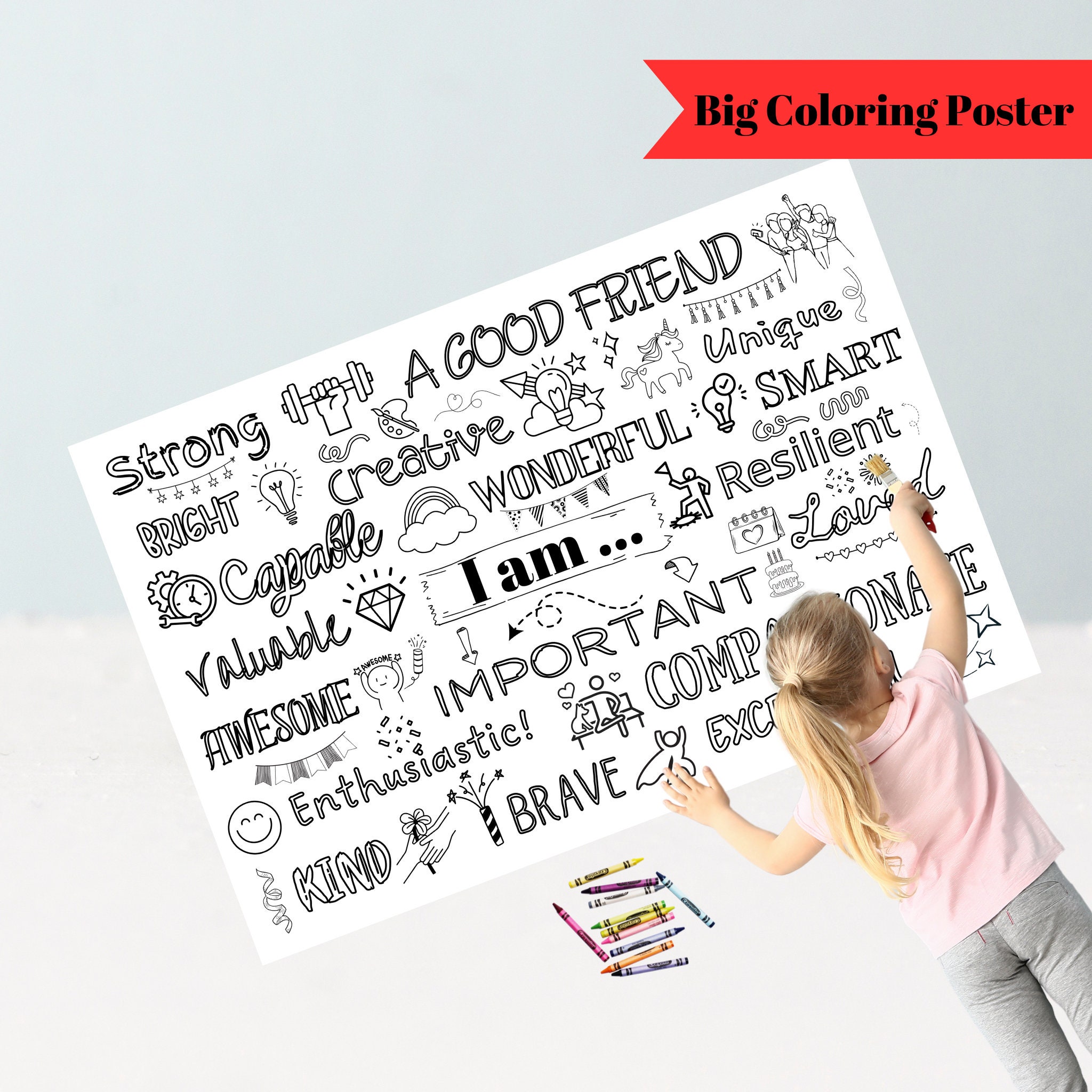 Positive Affirmation Coloring Page, Coloring Poster, Positive Decor ...