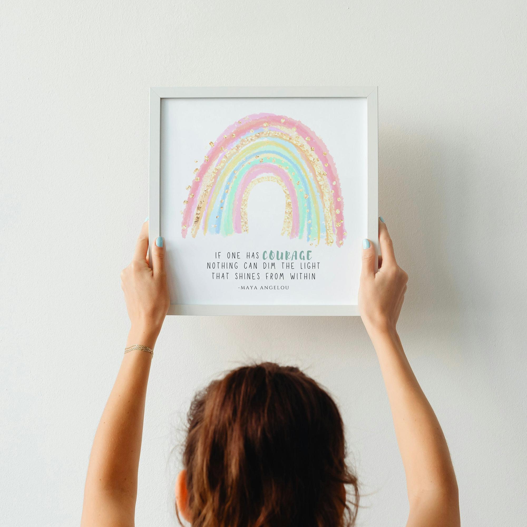 Pastel Rainbow Art Print: Maya Angelou Courage Quote - Etsy