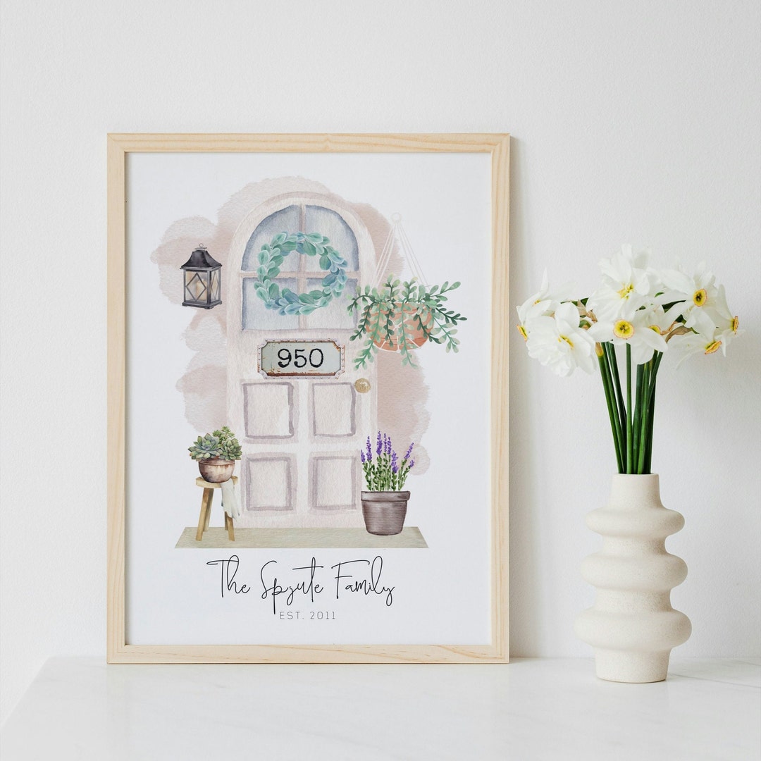 Custom Watercolor Front Door Print, Custom Farmhouse Decor, Gifts for ...