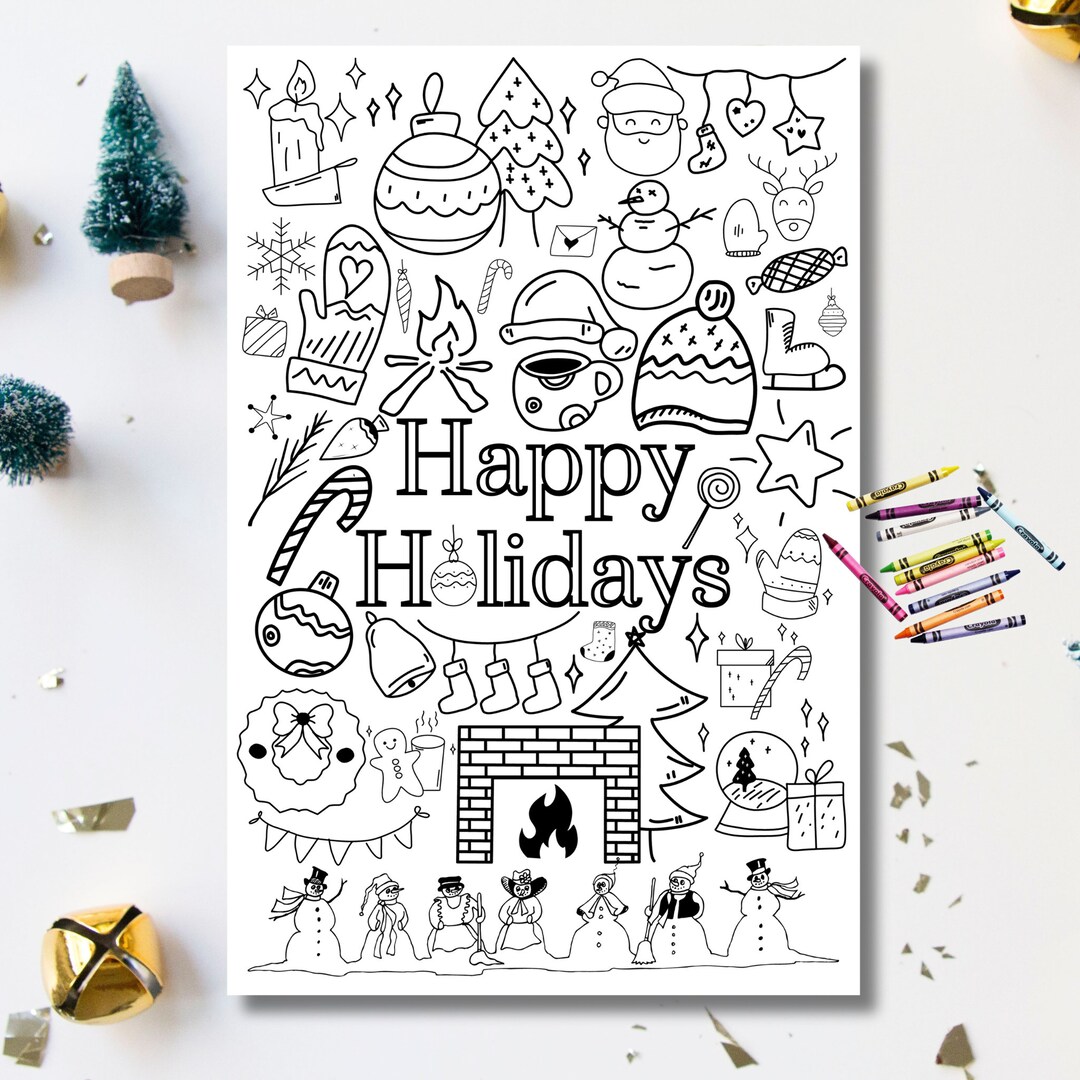 Póster para colorear "Felices Fiestas": Actividad navideña (24x36 ...
