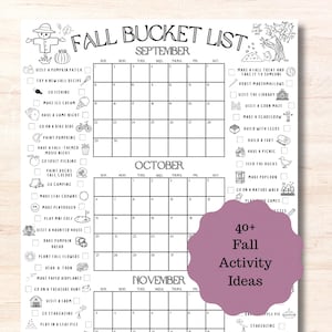 2024 Fall Bucket List, Fall Activity Tracker, Fall Party Ideas, Fall ...
