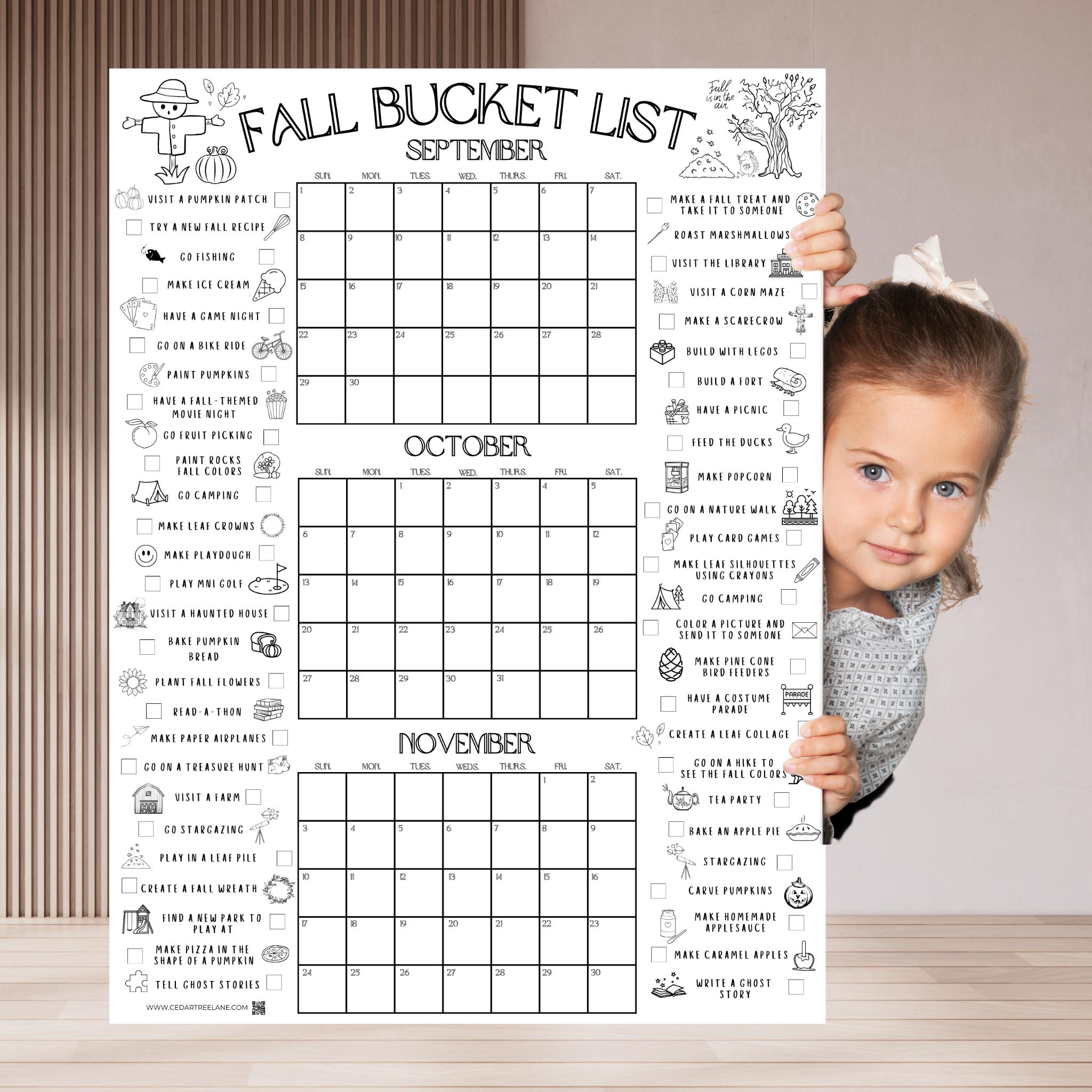 2024 Fall Bucket List, Fall Activity Tracker, Fall Party Ideas, Fall ...