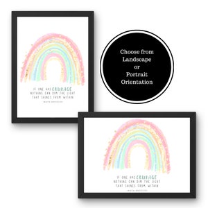 Pastel Rainbow Art Print: Maya Angelou Courage Quote - Etsy