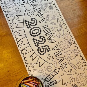 New Years 2025 Coloring Poster Table Cover or Table Runner, Paper ...