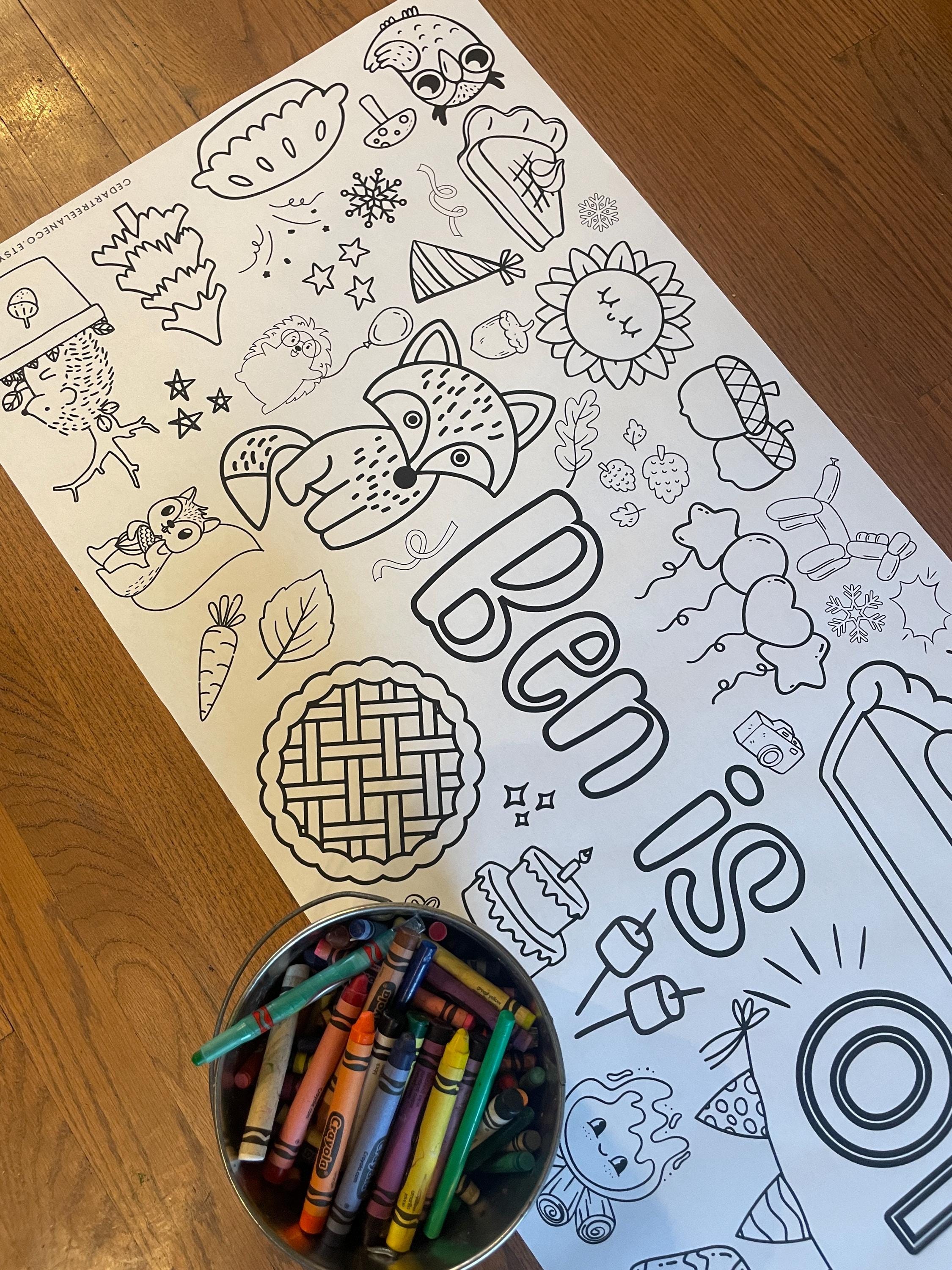 Custom Birthday Coloring Table Runner: First Birthday Pie Theme (20x72 ...
