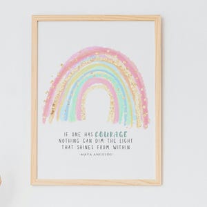 Pastel Rainbow Art Print: Maya Angelou Courage Quote - Etsy