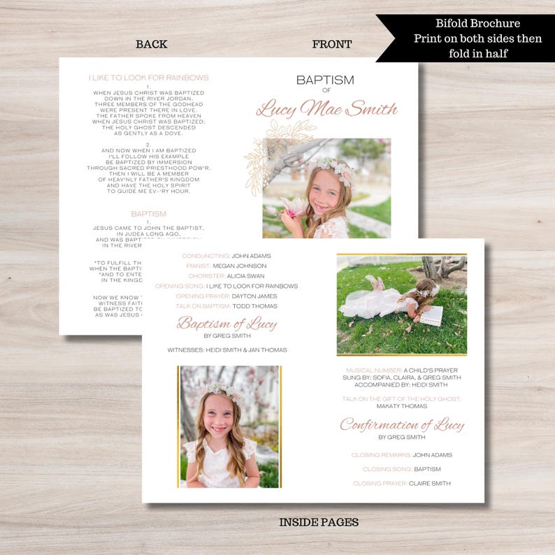 Custom LDS Baptism Program Template, Baptism Program Printable ...