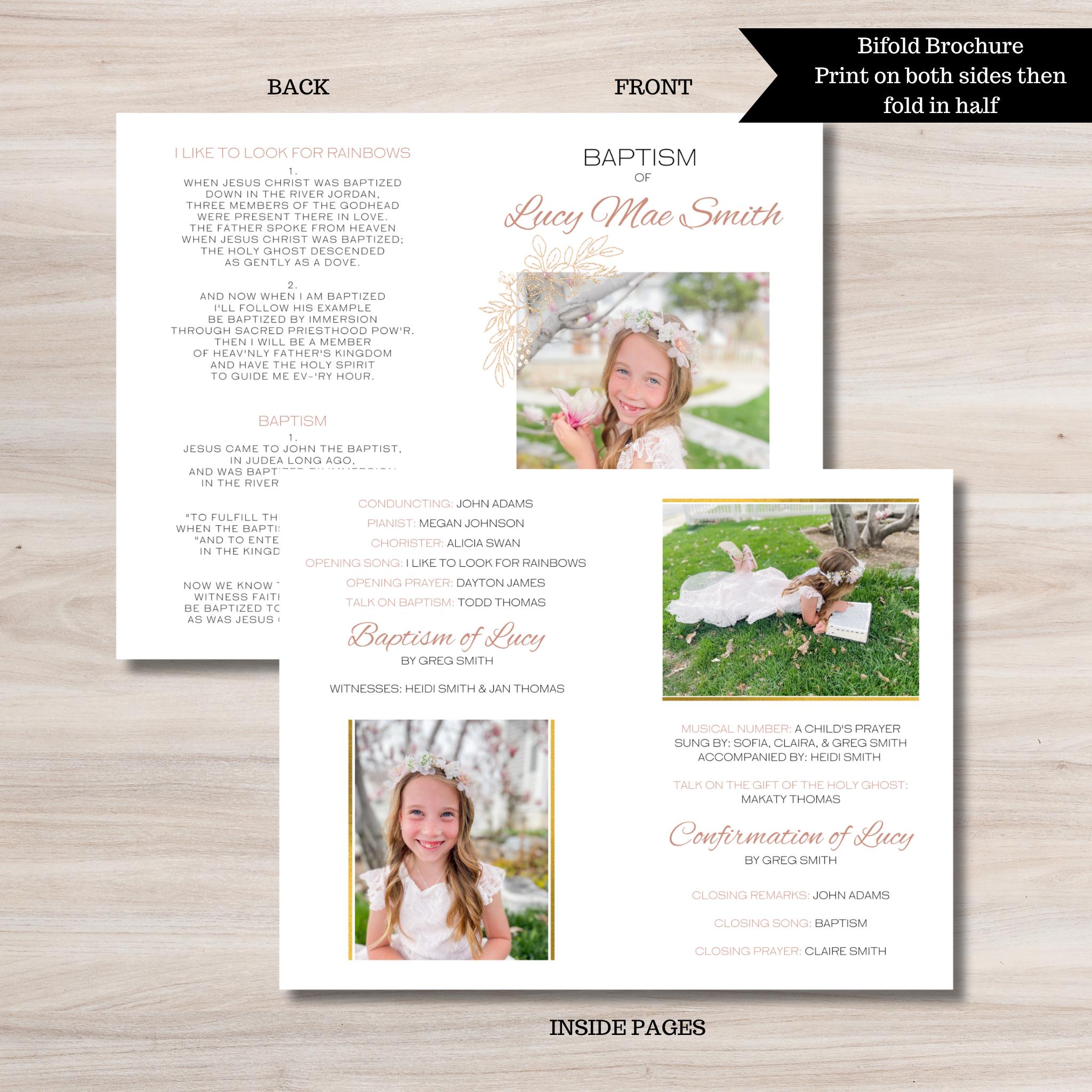 Custom LDS Baptism Program Template, Baptism Program Printable ...