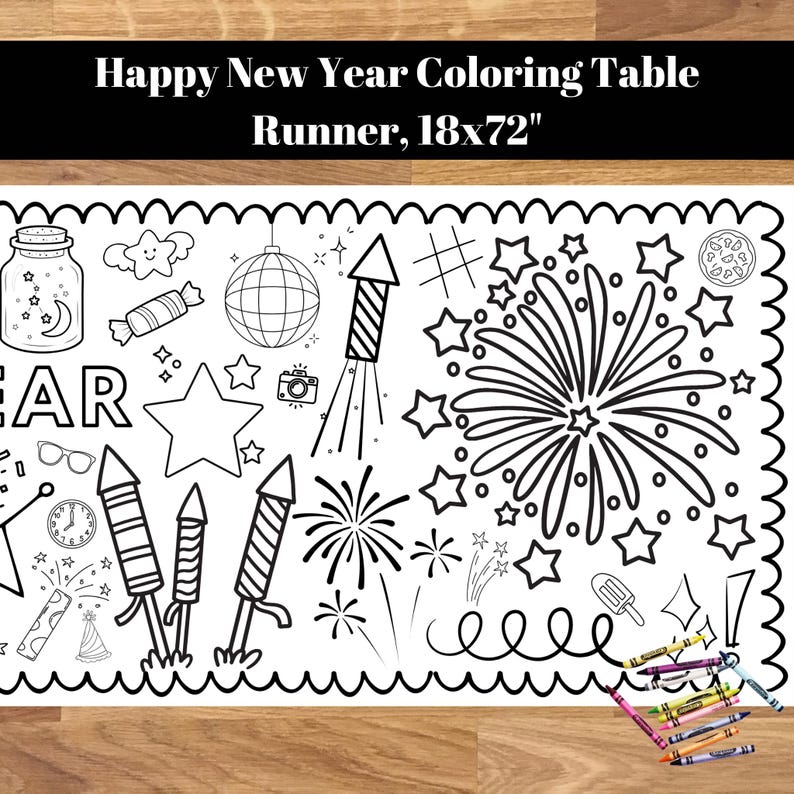 New Years 2025 Coloring Poster Table Cover or Table Runner, Paper ...